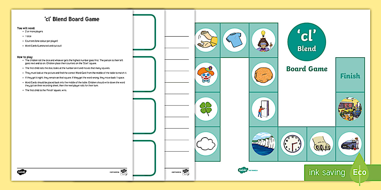 'cl' Blend Board Game (teacher made) - Twinkl
