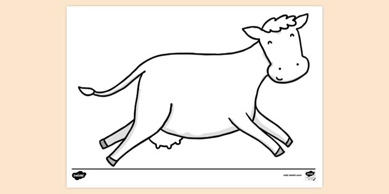 Running Cow Colouring Sheet (teacher made) - Twinkl