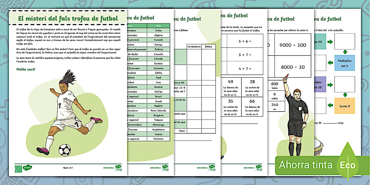 Joc de detectius STEM: El misteri del fals trofeu de futbol - Català