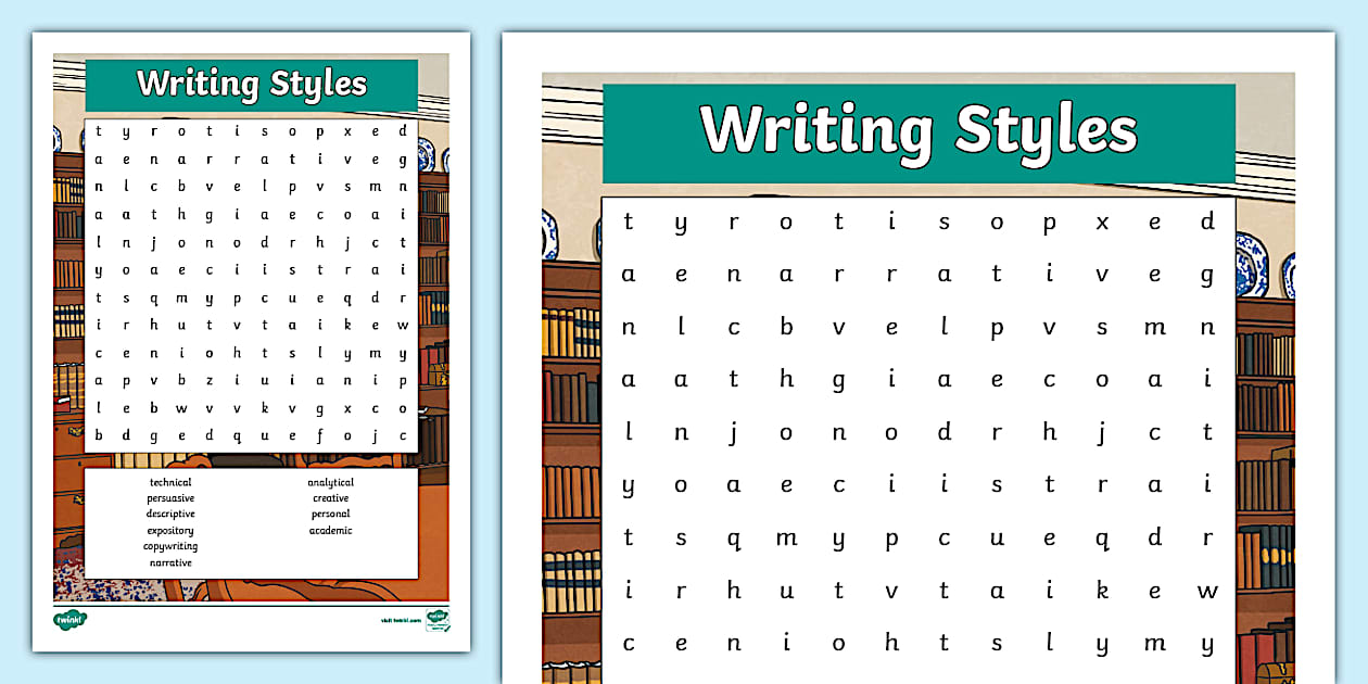 Different Writing Styles Word Search (teacher made) - Twinkl