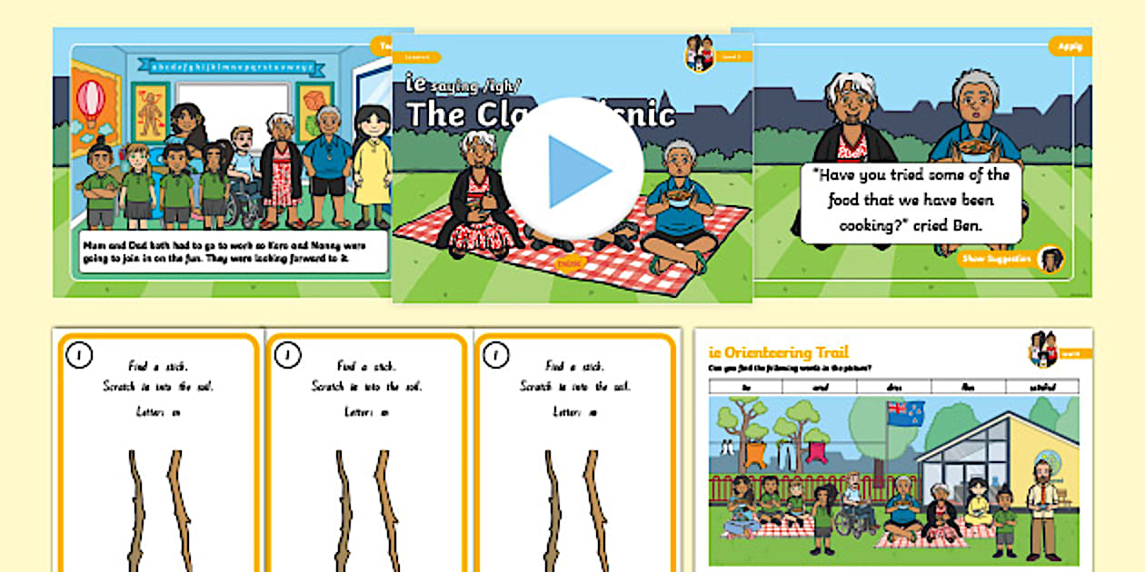 NZ Phonics: Level 5: Week 3: 'ie' saying /igh/ Lesson Four