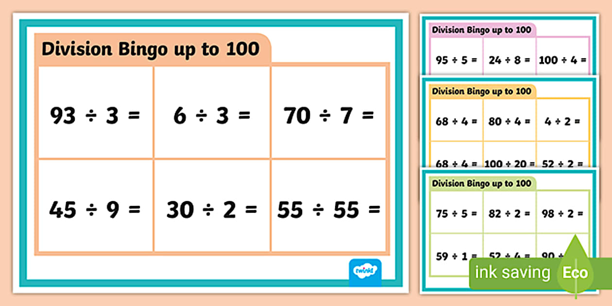 Division Bingo (Up To 100) | Division Games | Maths - Twinkl