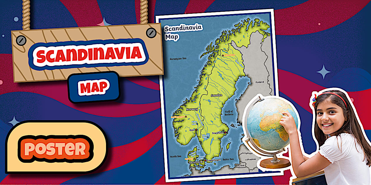 Scandinavia Map Display Poster