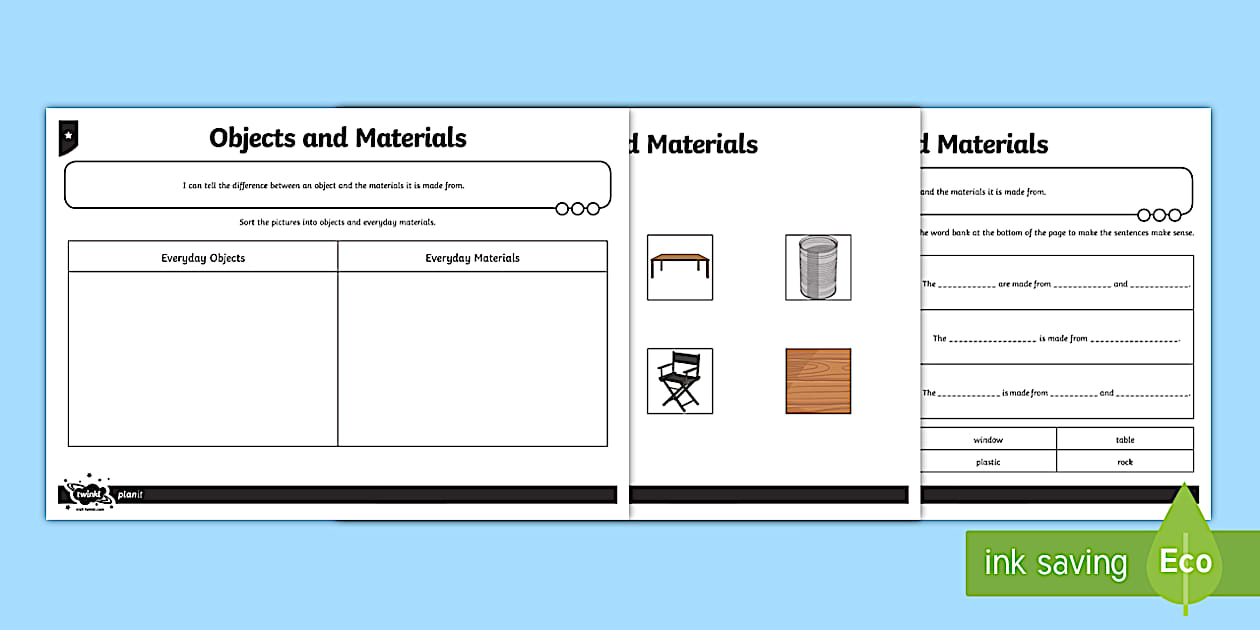 Object and Materials Worksheet / Worksheet - Twinkl