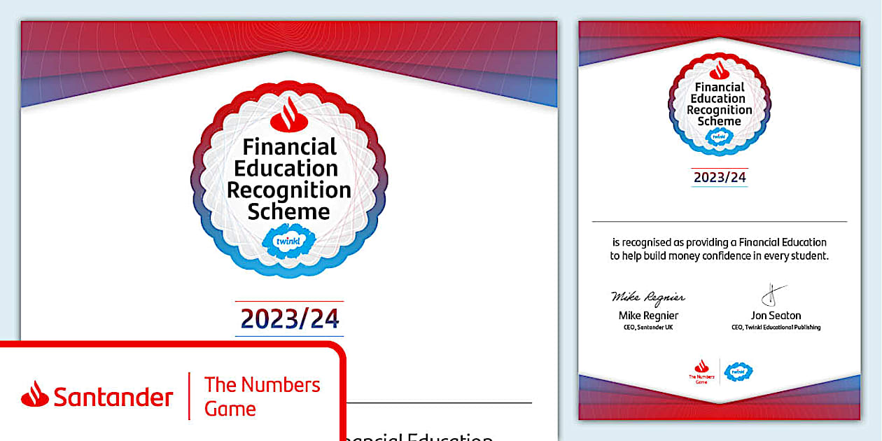 Financial Education Recognition Scheme Certificate