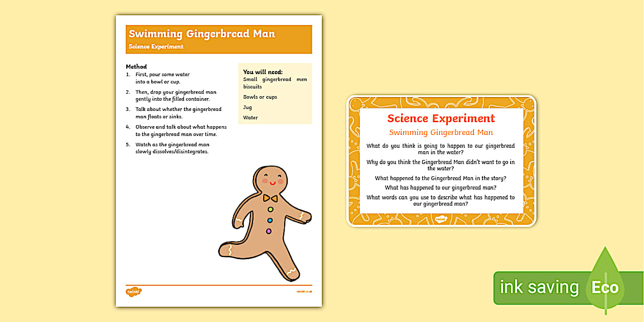 Swimming Gingerbread Man Science Experiment and Prompt Card Pack