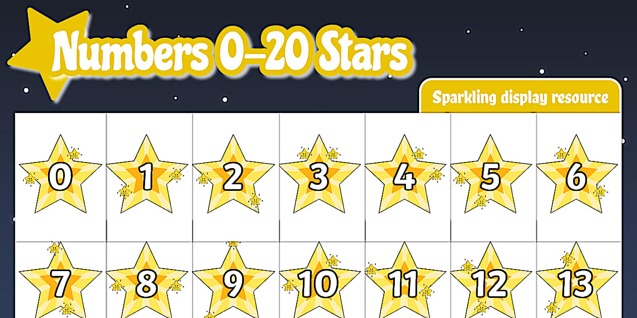 Numbers 0-20 Star Display Shapes