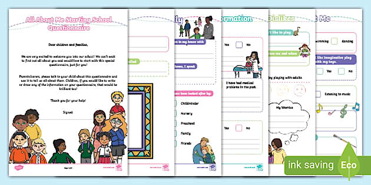 Editable All About Me Starting School Questionnaire - Twinkl