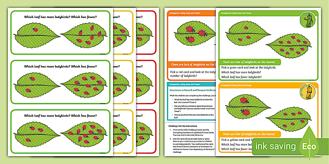 EYFS Maths Comparison Challenges: Numbers of Ladybirds