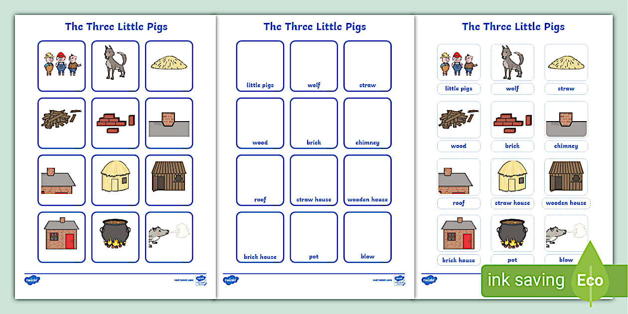 The Three Little Pigs Vocabulary Matching Mat (Teacher-Made)