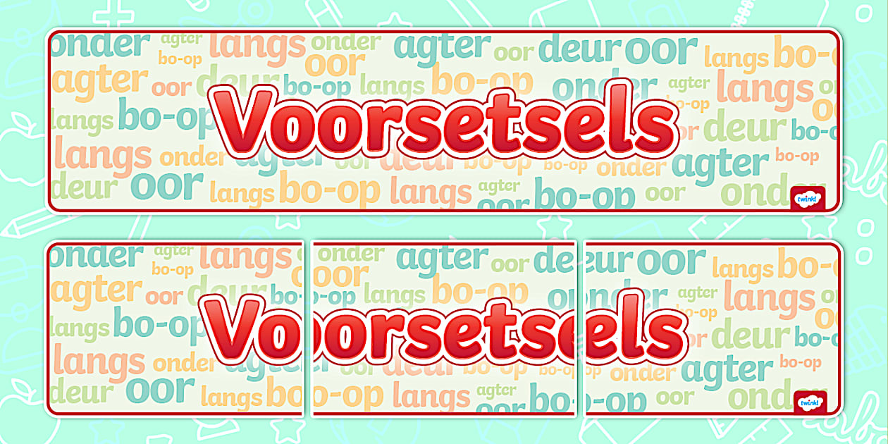 Voorsetsels Vertoon Banier (teacher made) - Twinkl