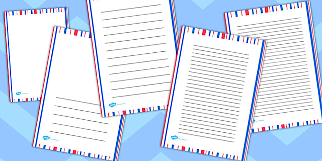 Red and Blue Stripe Portrait Page Borders (Teacher-Made)