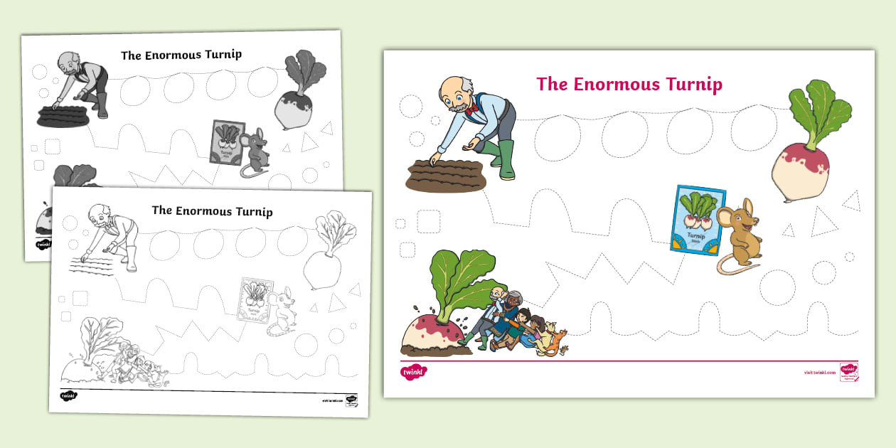 The Enormous Turnip Scene Pencil Control Worksheet - Twinkl