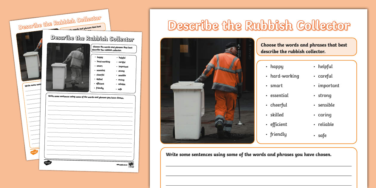 Describe the Rubbish Collector Worksheet - Twinkl