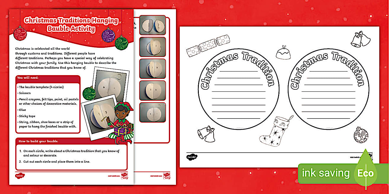 Christmas Traditions Hanging Bauble Activity (teacher made)