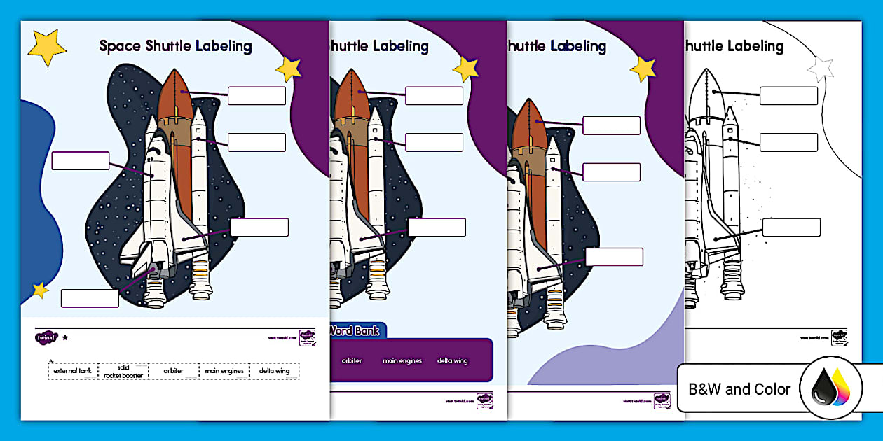 Space Shuttle Labeling Worksheet Sheet | Twinkl USA - Twinkl