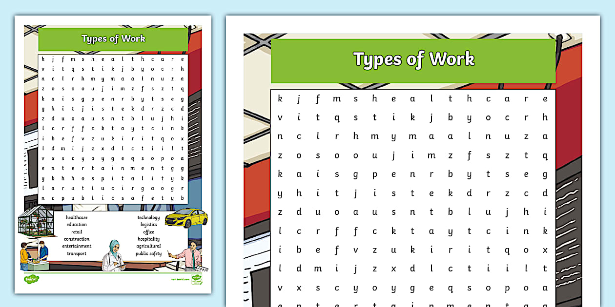Types of Work Word Search (teacher made) - Twinkl