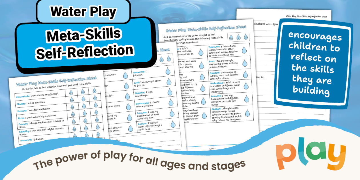 Water Play Meta-Skills Self-Reflection Activity Sheets