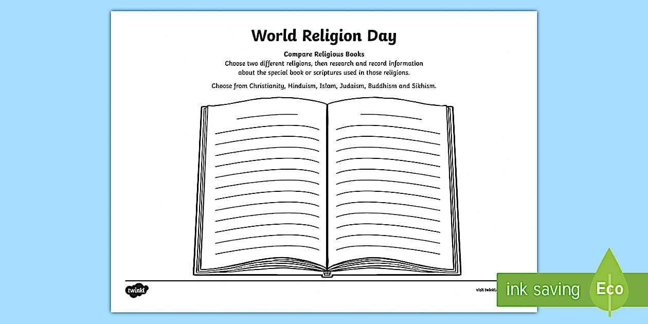 KS2 World Religion Day Compare Religious Books Worksheet