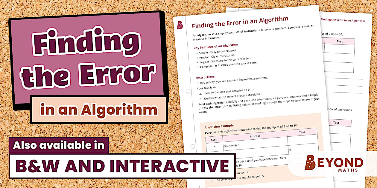 Error in Algorithm Activity Sheet