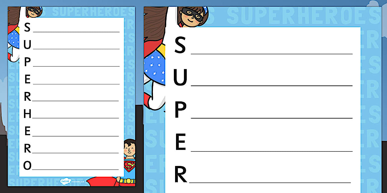 Editable Superhero Themed Acrostic Poem - Twinkl
