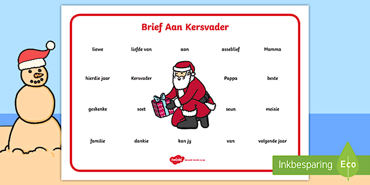 Kersvader brief woord mat (teacher made) - Twinkl