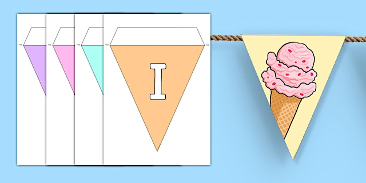 Cursive Ice Cream Bunting (l'enseignant a fait) - Twinkl