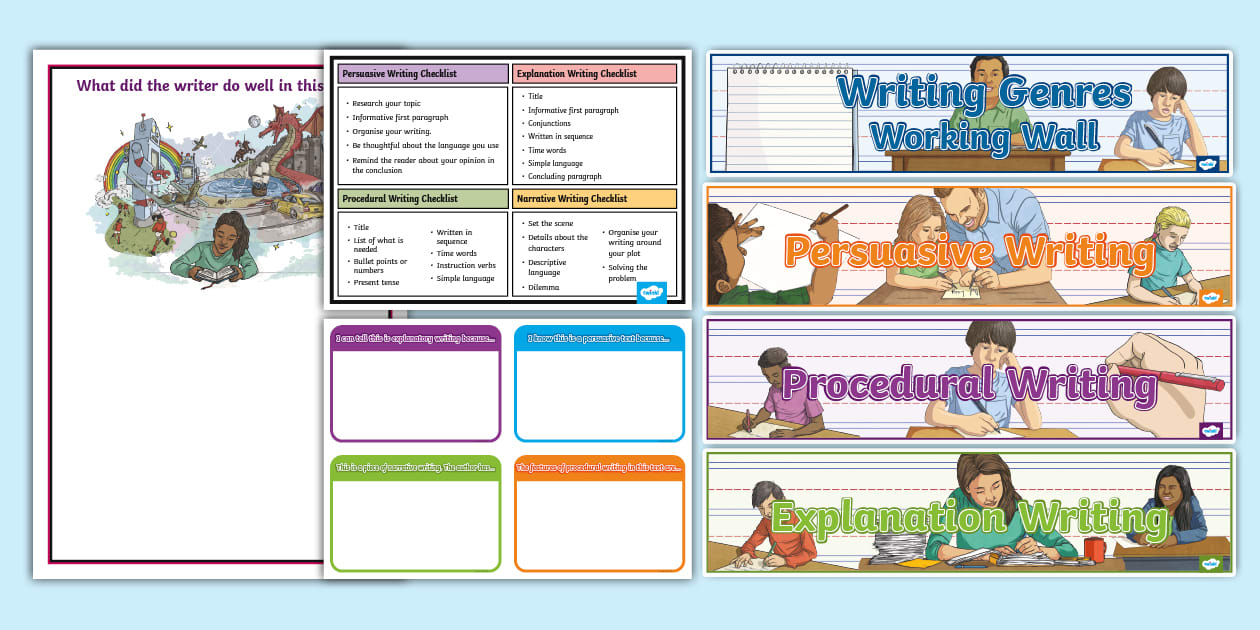 Writing Genres Working Wall Display Pack (teacher made)