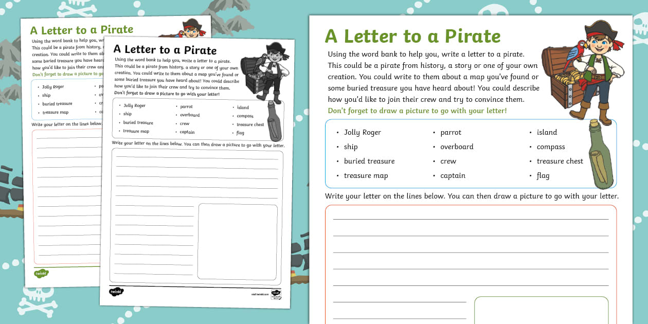 Letter to a Pirate Writing Template (Teacher-Made) - Twinkl