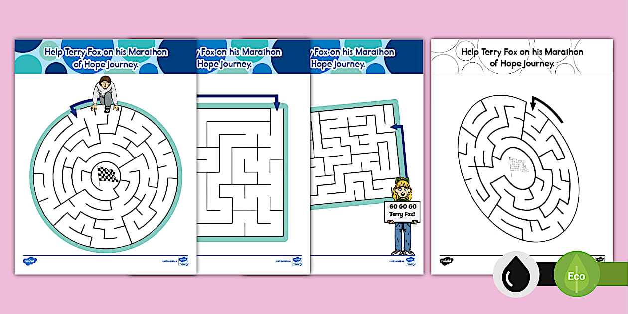 Terry Fox Mazes - Pre-K - Grade 3 (teacher made) - Twinkl