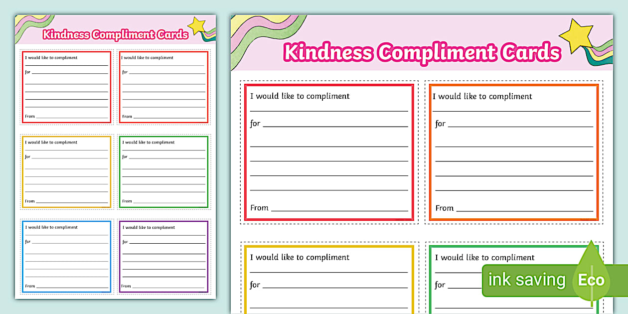 World Kindness Day Compliment Cards (teacher made) - Twinkl