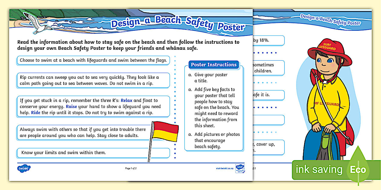 Design a Beach Safety Poster (teacher made) - Twinkl