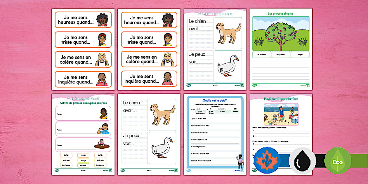 Writing Sentences and French Sentence Starter Activity Pack