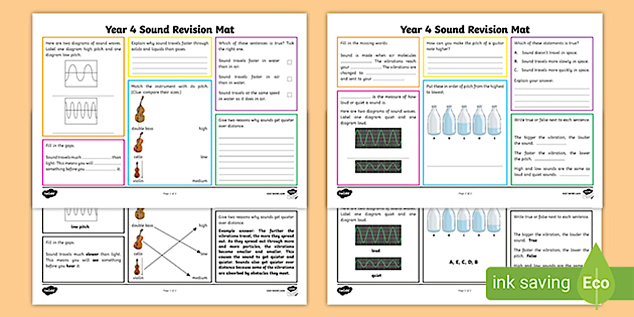 KS2 Year 4 Sound Revision Activity Mat (teacher made)