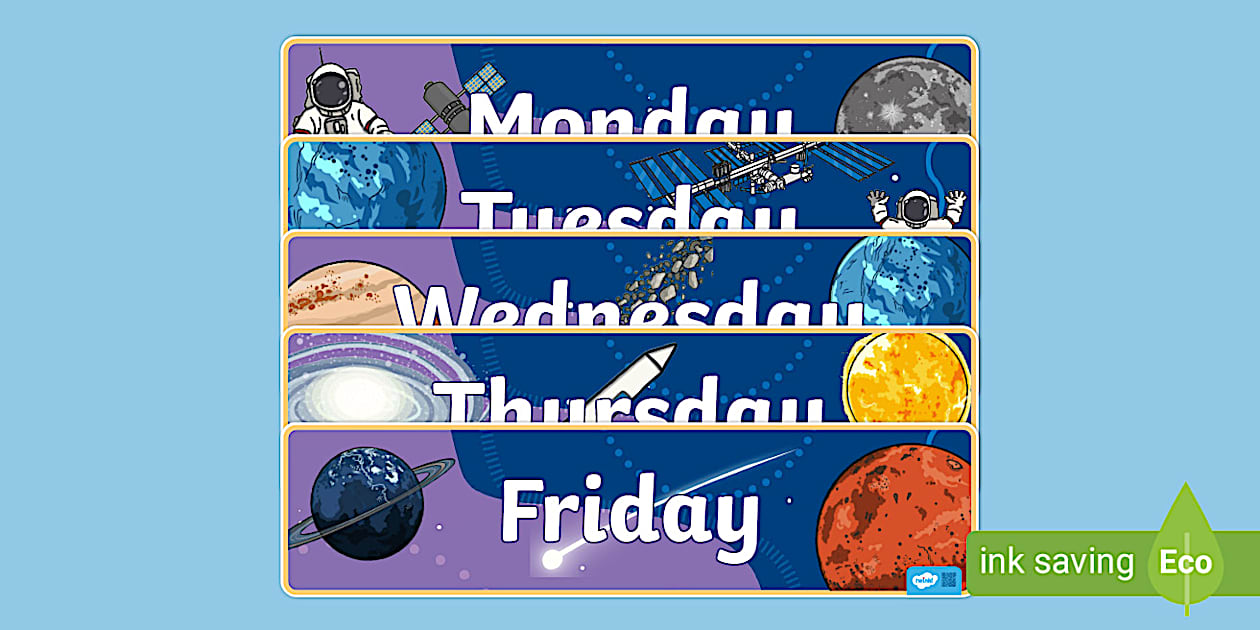 Outer Space Theme Days of The Week | Philippines | Twinkl