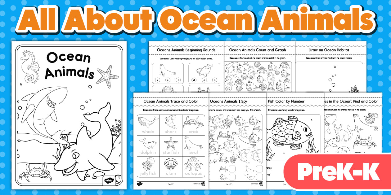 Ocean Animals Activity Booklet for PreK-K