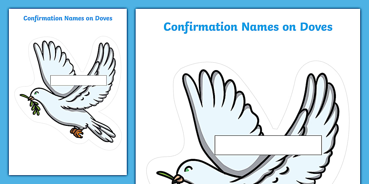 Editable Our Confirmation Names on Doves Display Cut-Outs
