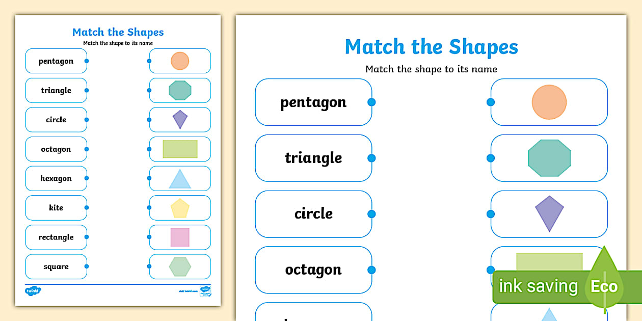 👉 Shape Matching Worksheet (teacher made) - Twinkl