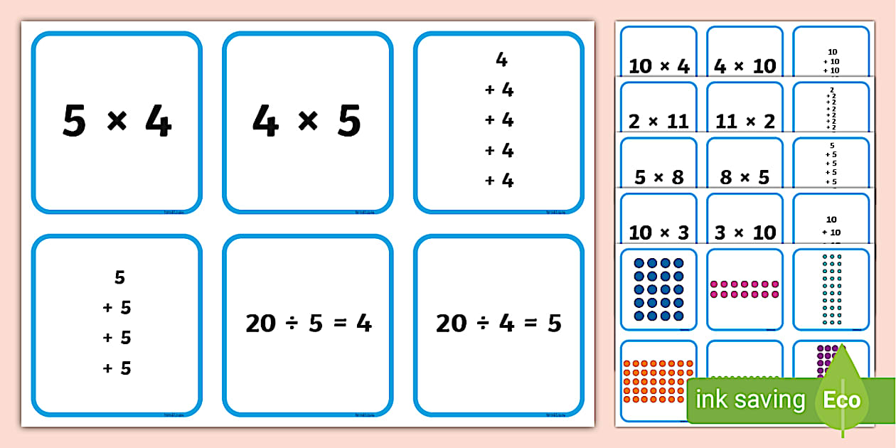Multiplication and Division Array Matching Puzzle Game
