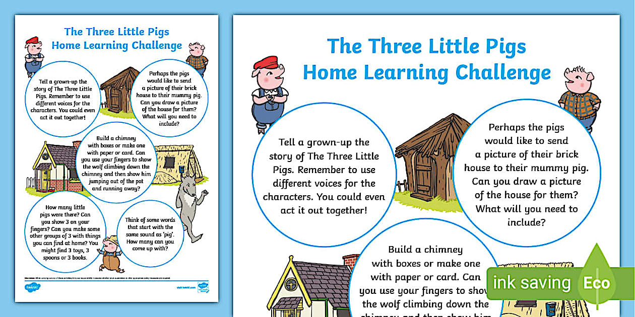 The Three Little Pigs Home Learning Challenges Nursery FS1