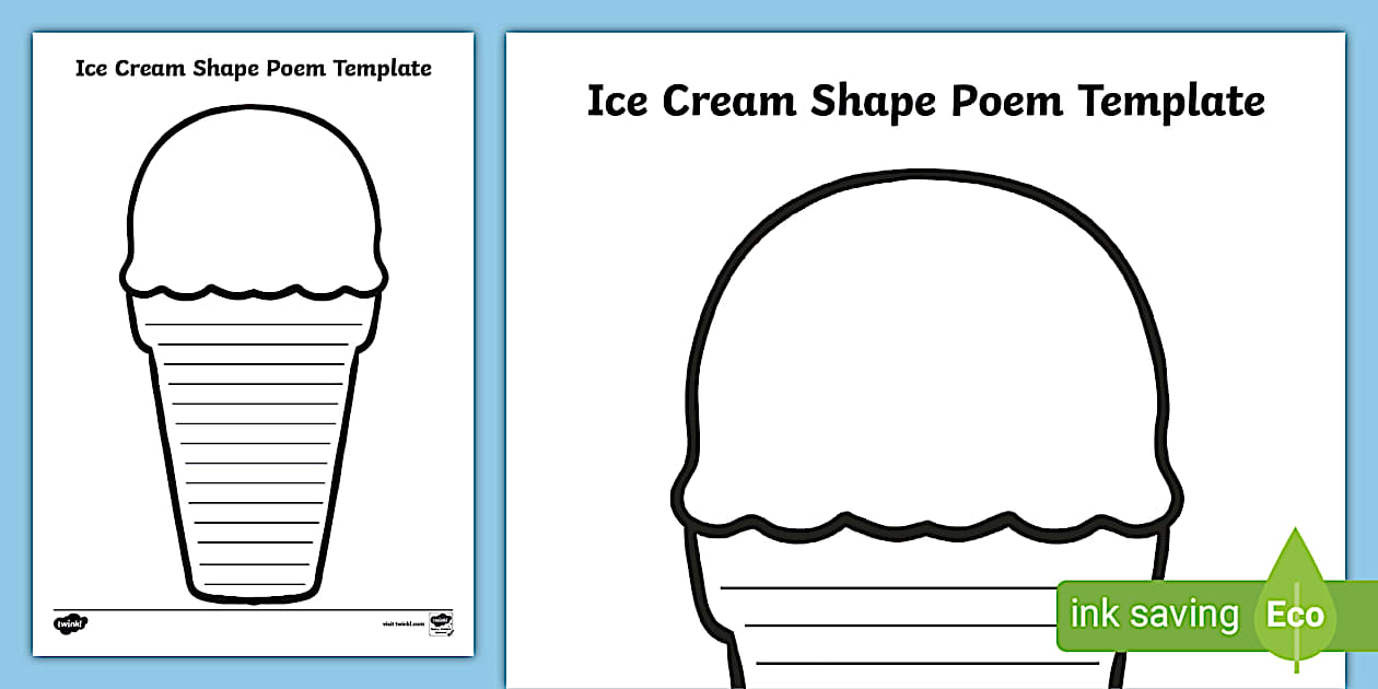 Ice Cream Shape Poem Template (teacher made) - Twinkl