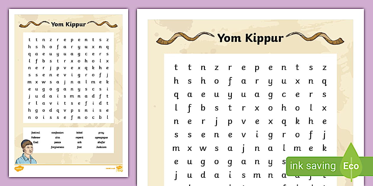 Yom Kippur Word Search (teacher made) - Twinkl