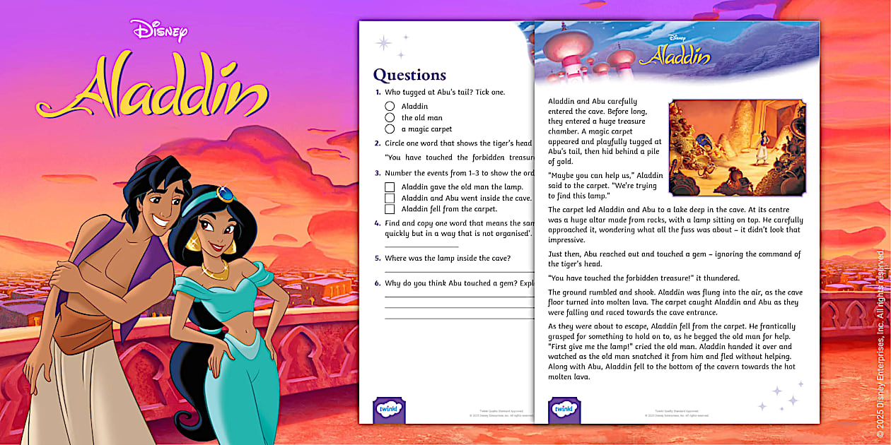 Aladdin: Reading Comprehension [Ages 5-7] | Disney | Twinkl