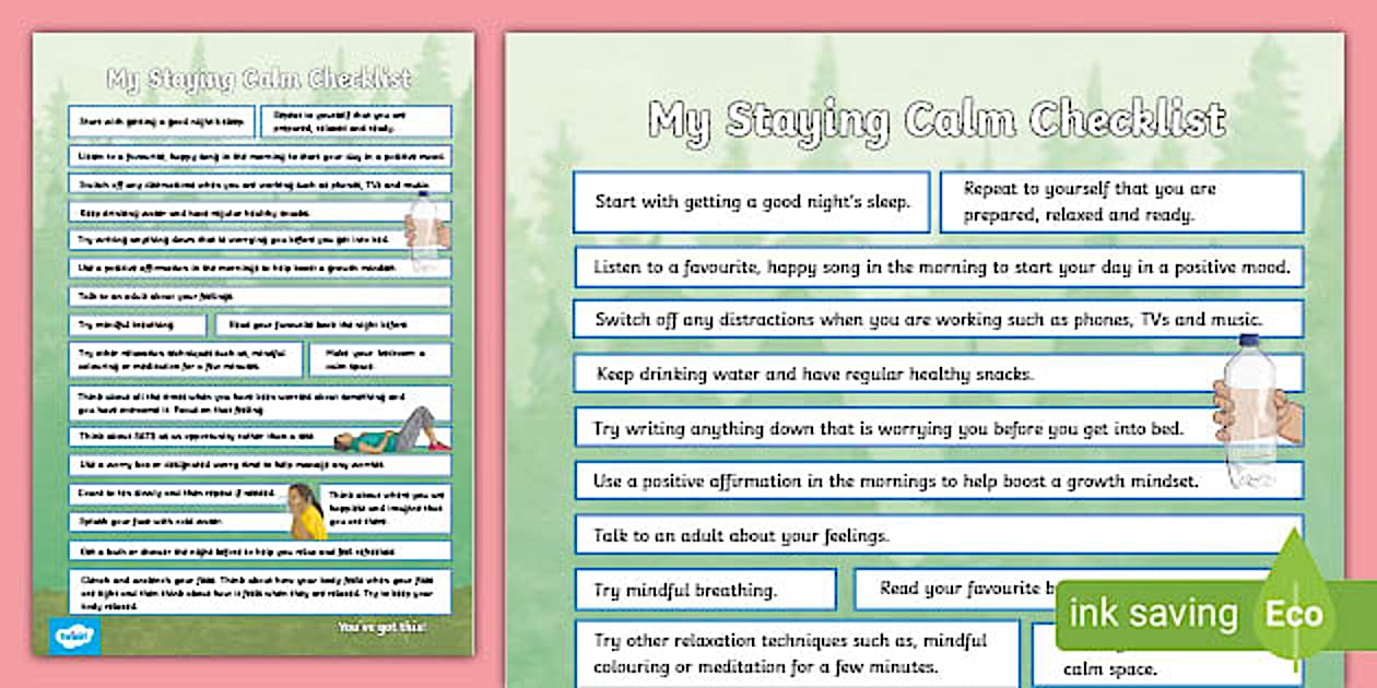 SATs Staying Calm Checklist | Wellbeing | Twinkl Life