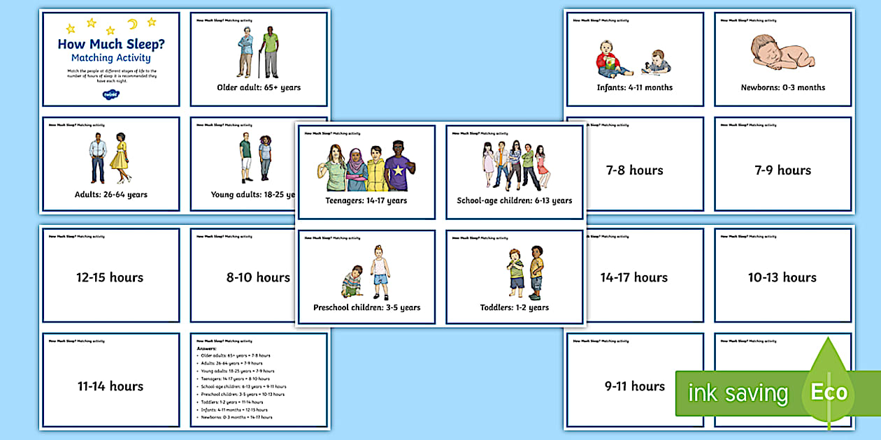 How Much Sleep? Matching Cards (teacher made) - Twinkl