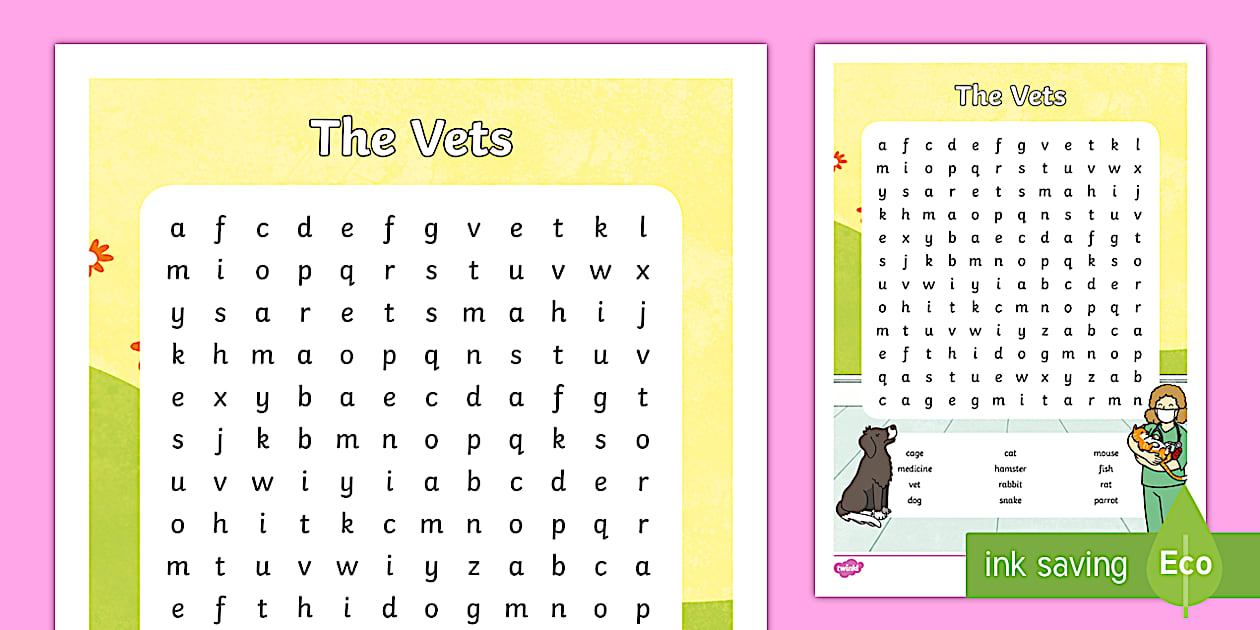 The Vets Aistear Word Search - Twinkl