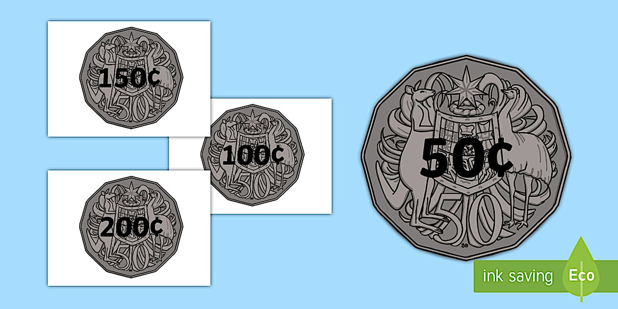 Counting by 50s on 50c Coins A4 Display Poster - Twinkl