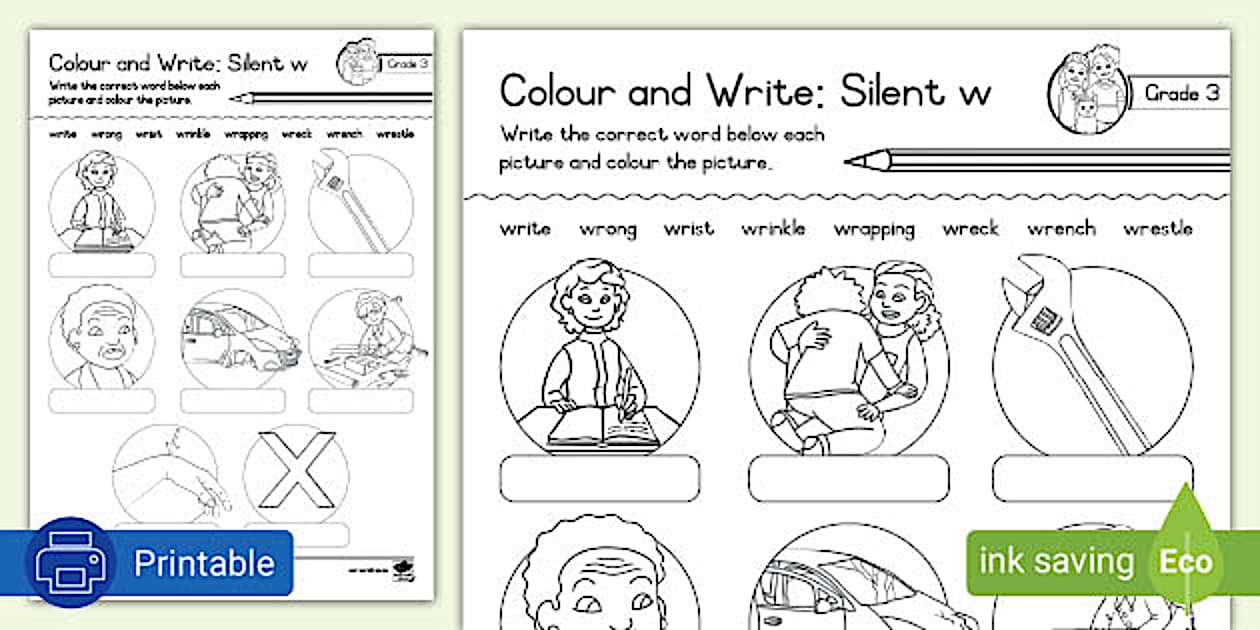 Grade 3 Phonics: Colouring Page - Silent W (Teacher-Made)