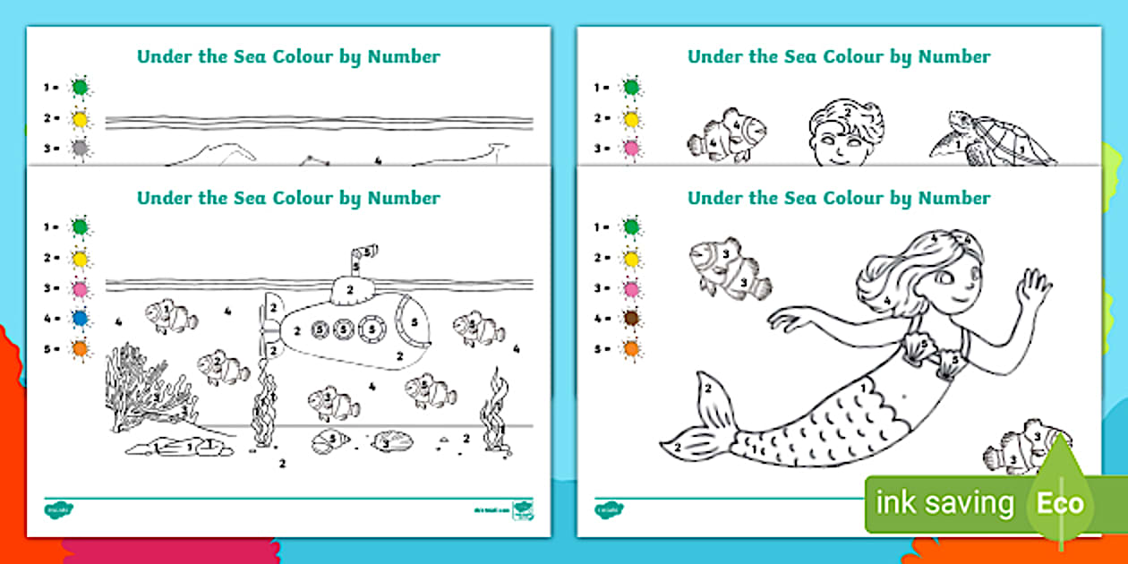 👉 EYFS Under the Sea Colour by Number (teacher made)