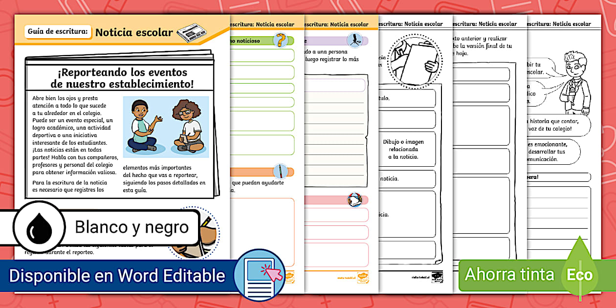 Guía de escritura Noticia escolar (teacher made) - Twinkl